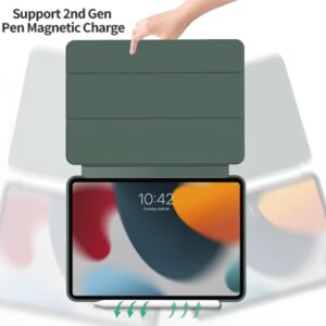 Kenke iPad Pro 11 Inch Case 4th/3rd/2nd/1st Generation 2022/2021/2020/2018 2nd Pencil Magnetic Attachment Without Pencil Holder Soft Slim TPU Cover Auto Wake/Sleep (Dark Green)