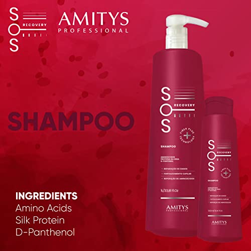 Amitys SOS Recovery Shampoo 300ml, Amino Acid, Silk protein D-Panthenol, Protects Damaged Hair Fiber Repair, Capillary Strengthening