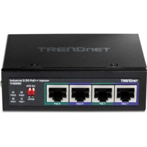 TRENDnet 95W 2-Port Industrial 2.5G PoE++ Injector, Supports PoE IEEE 802.3af, PoE+ IEEE 802.3at, and PoE++ IEEE 802.3bt, Not Compatible with Passive PoE Devices, Black, TI-IG290