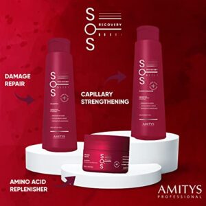 Amitys Professional SOS Recovery Conditioner, Repair Damaged Hair, Hydrating, Silky smooth hair, Essential Amino Acids, Silk Protein, D-Panthenol, 300 milliliters