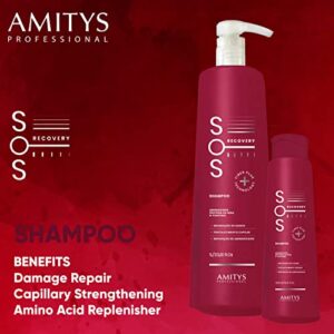 Amitys SOS Recovery Shampoo 300ml, Amino Acid, Silk protein D-Panthenol, Protects Damaged Hair Fiber Repair, Capillary Strengthening