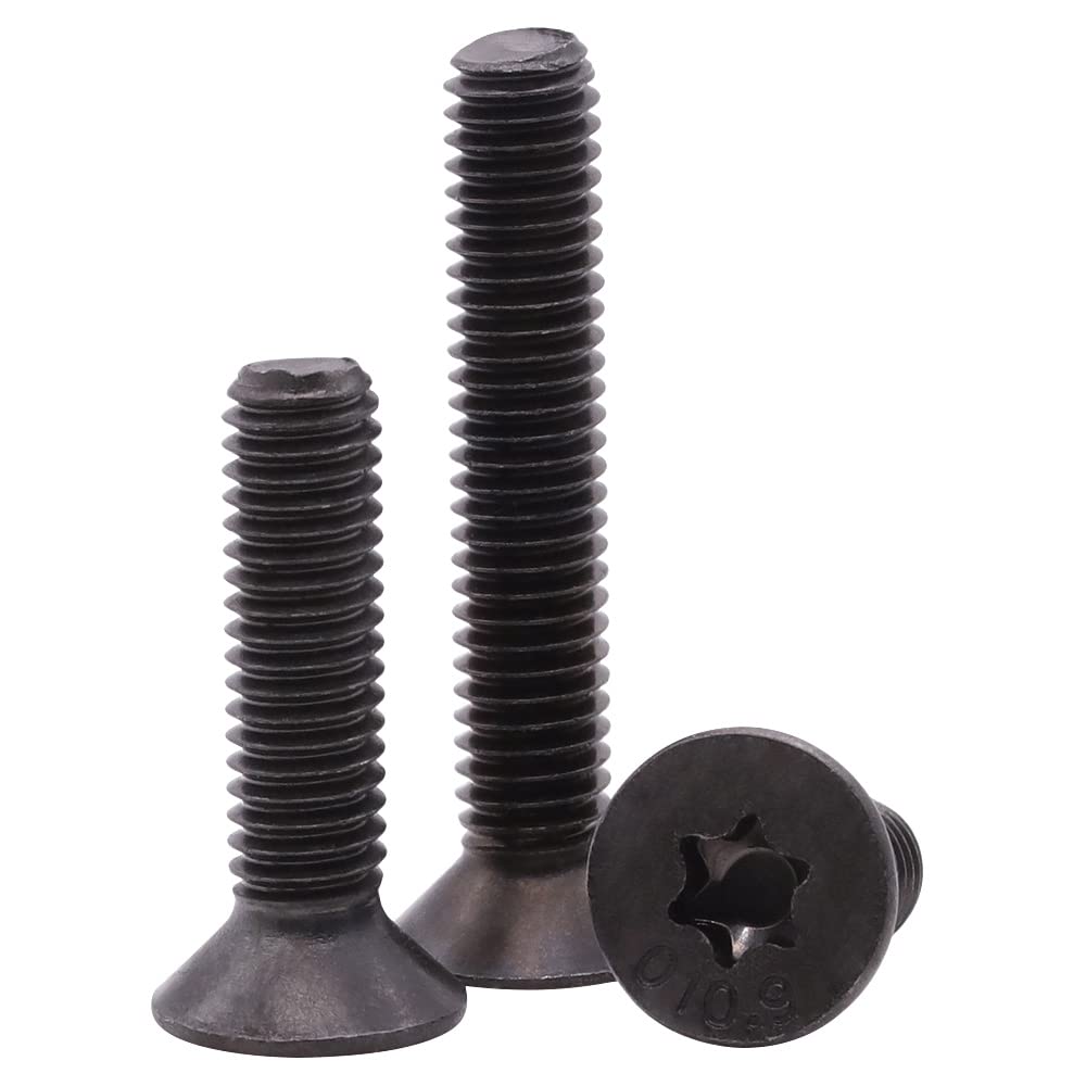 M6-1.0 x 30mm Flat Countersunk Head Torx Security Machine Screws Bolts, Black Oxide Finish, 10.9 Grade Alloy Steel, Full Thread, Pack of 30