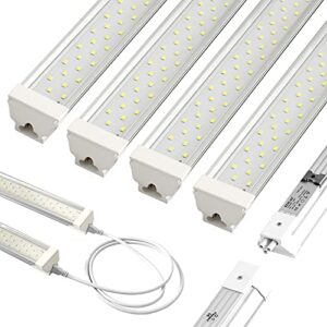 szhlux 4ft led shop light for garage, (50w x 4 pack)5000k 7000lm linkable super bright led garage lights, basement warehouse workshop work ceiling panel fluorescent strip daylight bulbs fixtures