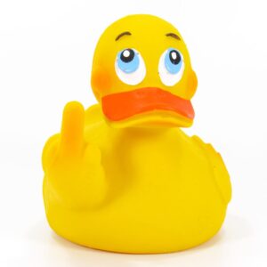 the expressive finger rubber duck bath toy by lanco | squeaker | all natural, biodegradable, organic | collect them all