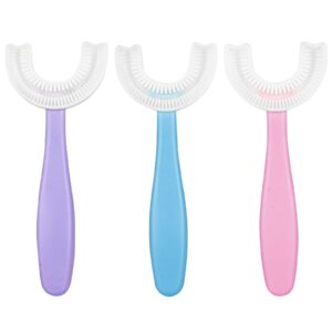 blueezreal 3pcs u-kid-shaped toothbrush kids, for kids age 6-12, children toothbrush, 360 degree toothbrushes u shape, gentle cleaning & protect teeth gums, multicolor