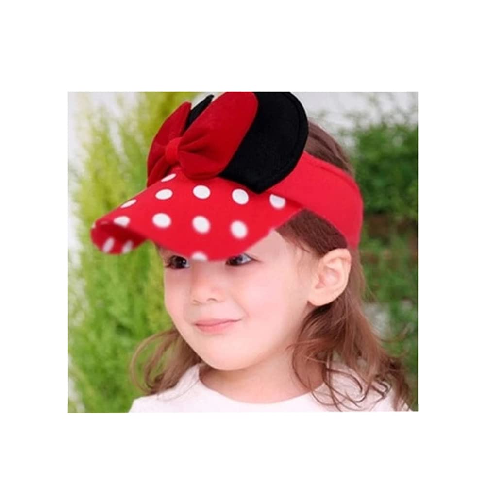 AKEBD Infant Toddler Girls Sun Visor Cute Mouse Ears Empty Top Baseball Cap for Kids Sun Hat Adjustable (red)