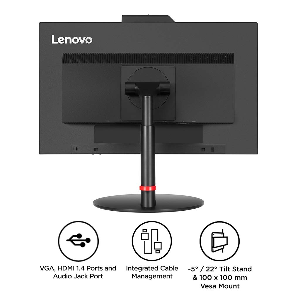 Lenovo ThinkVision T22v-10 21.5 inch LED lit VoIP Monitor FHD, IPS Edgeless HDMI, VGA, DP ports (Renewed)