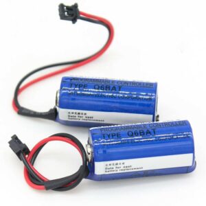 BAOBUTE 2PCS 1800mAh CR17335SE-R 3V Q6BAT PLC Lithium Battery for QNS System Q6BAT Q25PRHCPU Q170HBATC with Plug