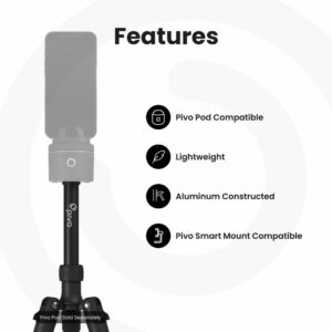 Pivo Tripod Mini 14-inch Smartphone and Camera Extendable Compact Lightweight Aluminum Stand with Universal 1/4" Thread for Action Camera, DSLR & Pivo Pods