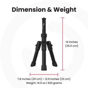 Pivo Tripod Mini 14-inch Smartphone and Camera Extendable Compact Lightweight Aluminum Stand with Universal 1/4" Thread for Action Camera, DSLR & Pivo Pods