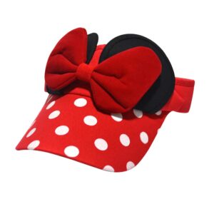 akebd infant toddler girls sun visor cute mouse ears empty top baseball cap for kids sun hat adjustable (red)