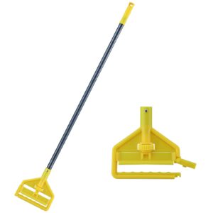 mop handle commercial heavy duty - 60 inch metal commercial mop stick,side gate mop head replacement holder for floor cleaning,clamp mop handle quick change for wet mop