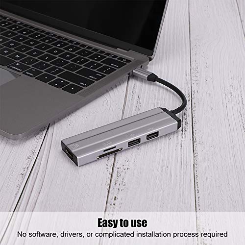 Expansion Dock Hub, Aluminum Alloy 6 in 1 Dock, for Tf+Secure Digital Memory Card+Usb2.0+Usb3.0+ +USB-C Pd Memory Card