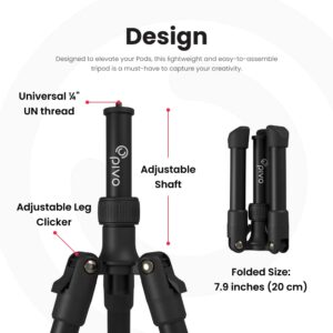 Pivo Tripod Mini 14-inch Smartphone and Camera Extendable Compact Lightweight Aluminum Stand with Universal 1/4" Thread for Action Camera, DSLR & Pivo Pods