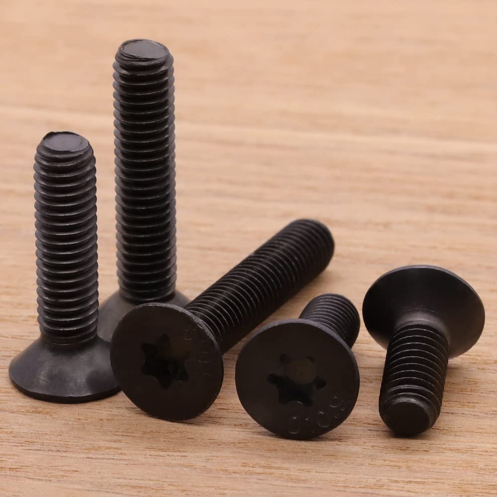 M6-1.0 x 30mm Flat Countersunk Head Torx Security Machine Screws Bolts, Black Oxide Finish, 10.9 Grade Alloy Steel, Full Thread, Pack of 30