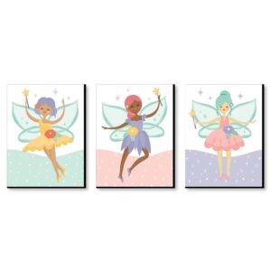 big dot of happiness let’s be fairies - fairy garden nursery wall art and kids room decor - 7.5 x 10 inches - set of 3 prints