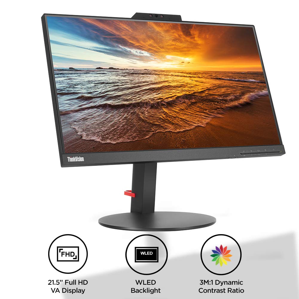 Lenovo ThinkVision T22v-10 21.5 inch LED lit VoIP Monitor FHD, IPS Edgeless HDMI, VGA, DP ports (Renewed)