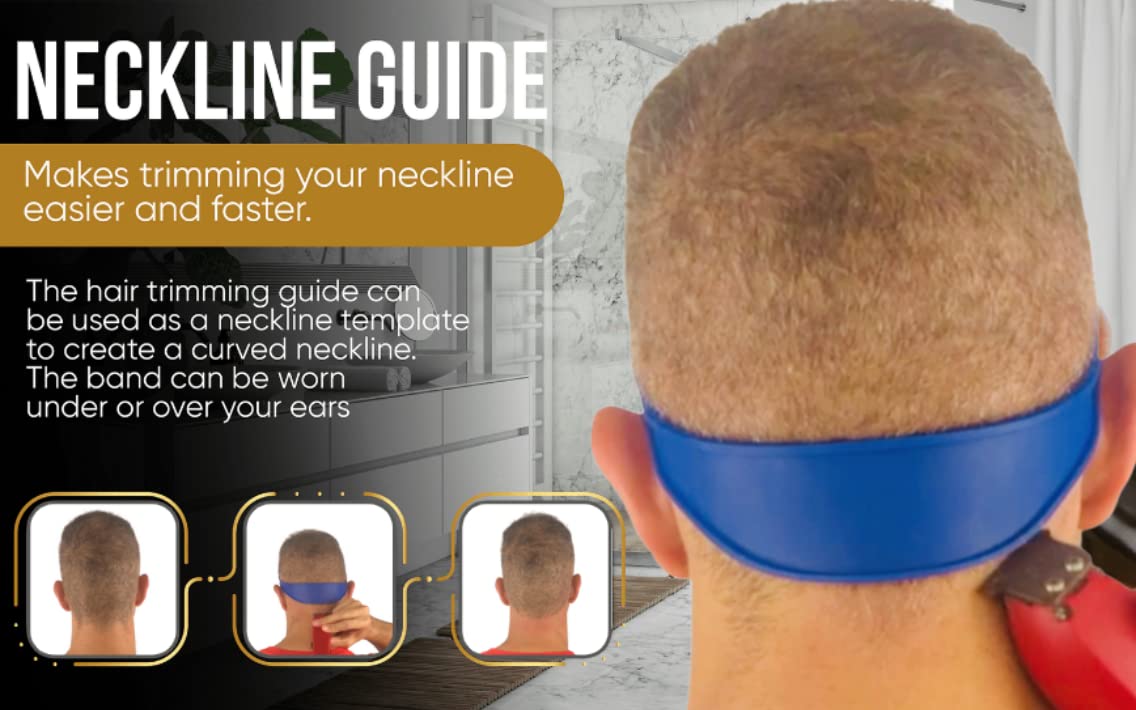 Fade Guide and Neckline Shaving Template | Curved Silicone Band | Great for Creating Skin Fade Guidelines for DIY Haircuts | Fade Haircut Guide for Hair Clippers