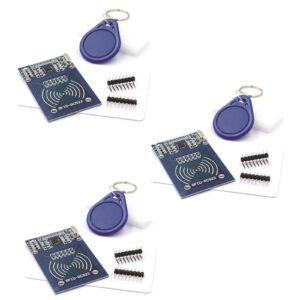 10gtek rc522 rf ic card induction sensor module with s50 blank card and key ring for arduino raspberry pi, pack of 3