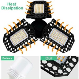 EZONEDEAL 2-Pack LED Garage Light 60W Garage Lighting - 7200LM 6000K LED Deformable Garage Ceiling Lights, LED Shop Light with Adjustable Multi-Position Panels, LED Glow Light for Garage, Workshop