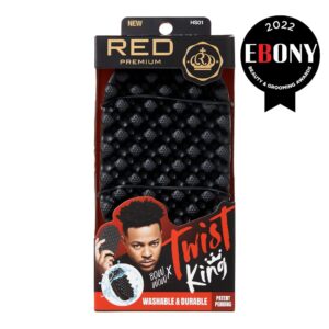 RED by Kiss Bow Wow X Twist King -Premium Luxury Twist Styler Brush with Large Styling Pik, Durable Washable Afro Curl Sponge Racket for Barbers and Daily Use, Ideal for Curly, Coiled, 4C Hair