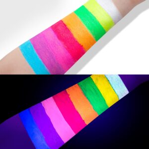 Kusslippe 8 Colors Neon Liquid Eyeliner Set, Long Lasting Colorful UV Glow Rainbow Matte Eyeliner Pen For Body Face Painting, 8 Count (Pack of 1)