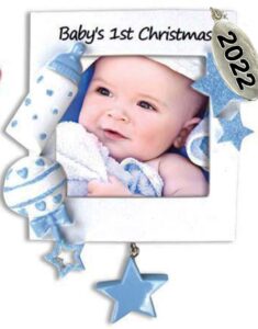 twisted anchor trading company 2022 blue baby boy frame for babys first christmas ornament can be personalized at home