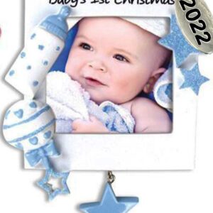 Twisted Anchor Trading Company 2022 Blue Baby Boy Frame for Babys First Christmas Ornament Can Be Personalized at Home