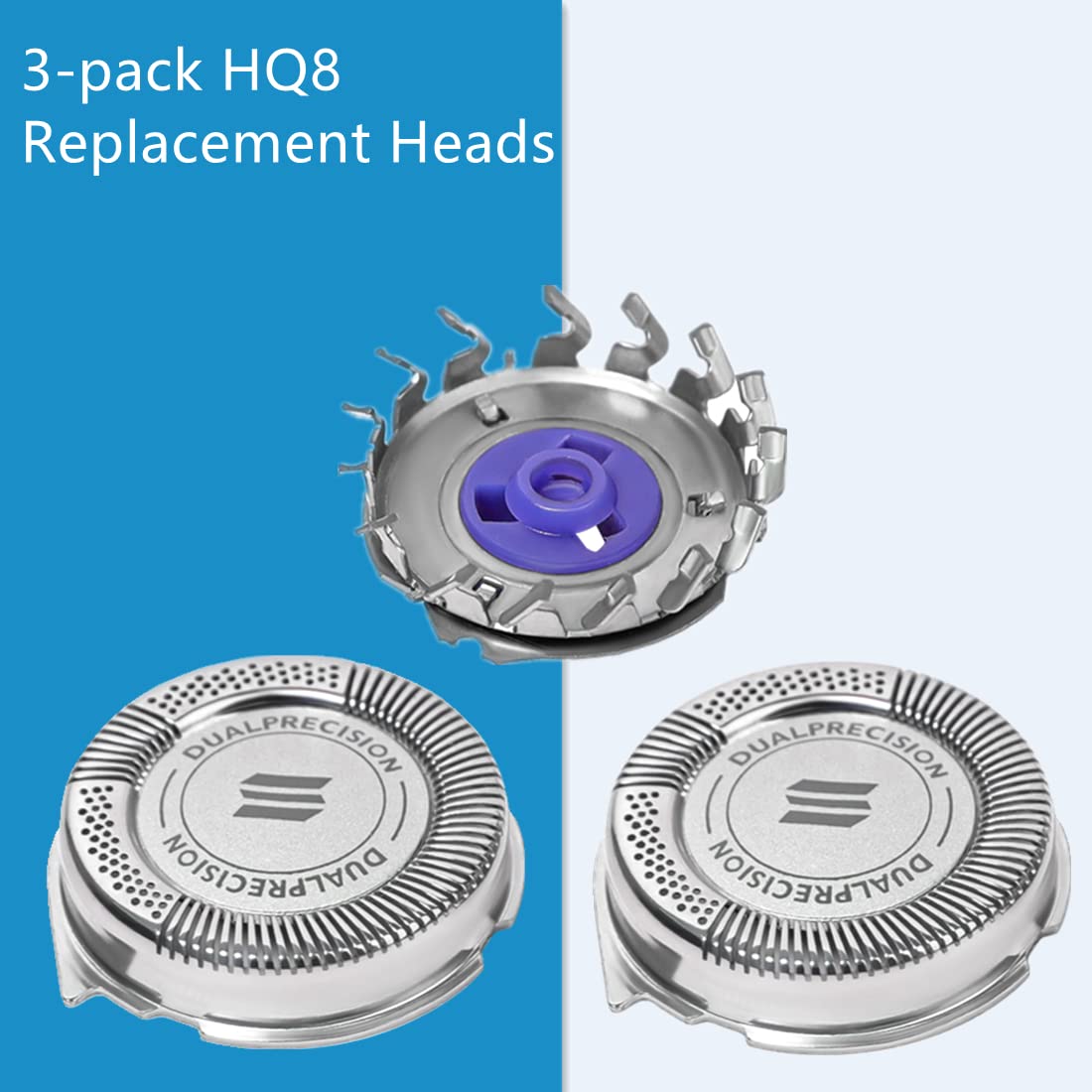 HQ8 Replacement Heads for Philips Norelco Shavers,Comfotcut Blades Fit Philips Shavers Models AT810 AT811 AT814 AT815 AT830 AT875 AT880 PT720 PT724 PT730 HQ6090 HQ8160 etc,3-pack.