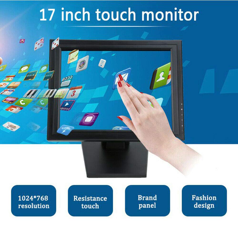 Aohuada USB Portable Computer Touch Screen Monitor 15/17 Inch Interface Pos Stand Computer Display Touch Screen Led Monitor (17 inch with Speaker and HDMI)