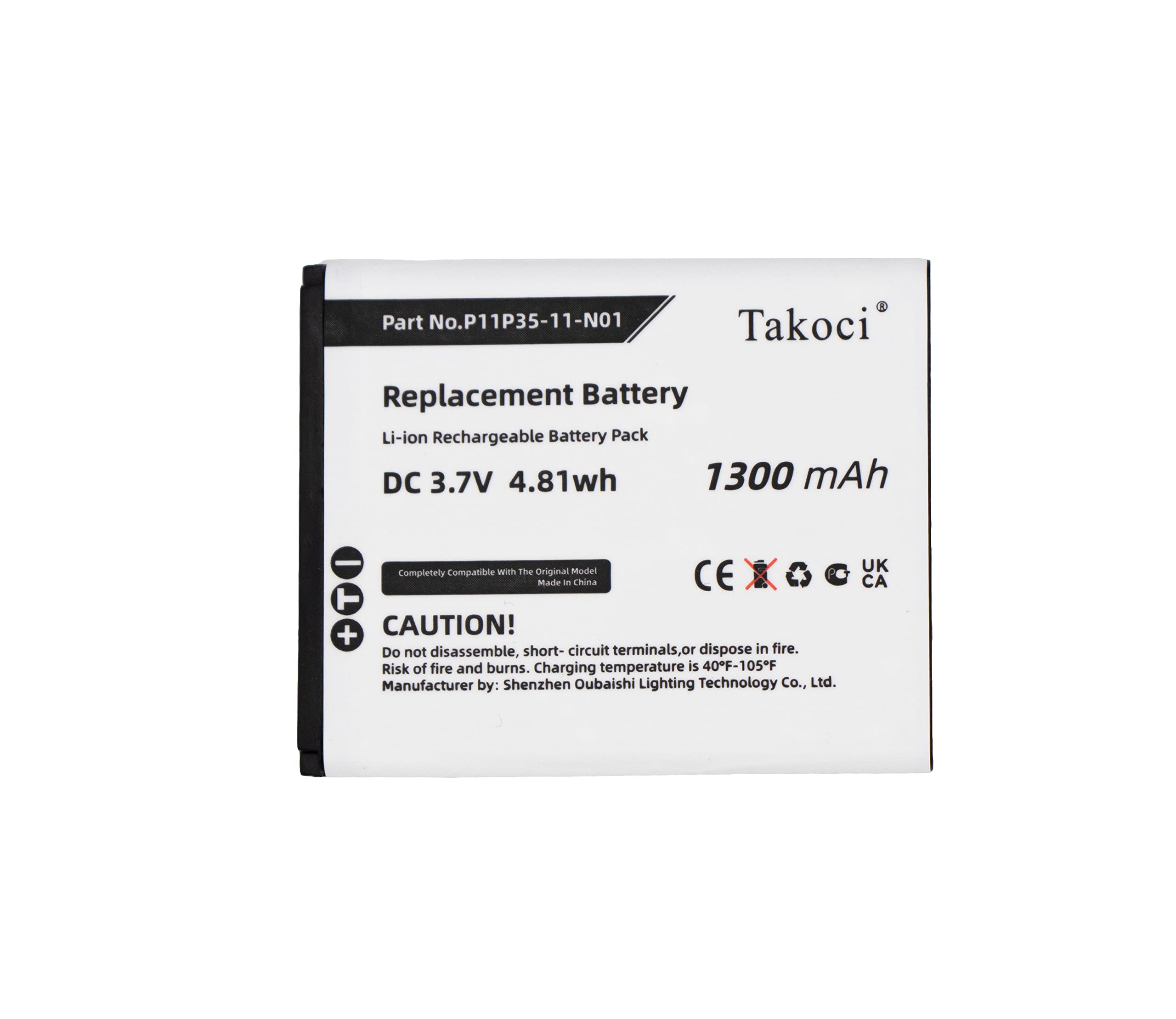 TAKOCI Replacement Battery for Texas Instruments TI-84 Plus CE, TI-84 CE, fits Part No 3.7L12005SPA, P11P35-11-N01, 3.7V 1300mAh