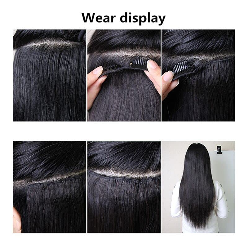 Straight Clip in Hair Extensions for Black Women Clip in Hair Extensions Real Human Hair,8pcs Per Set with 18Clips Double Lace Weft,120Gram,100% Real Soft Human Hair Natural Black (16Inch, #1B)