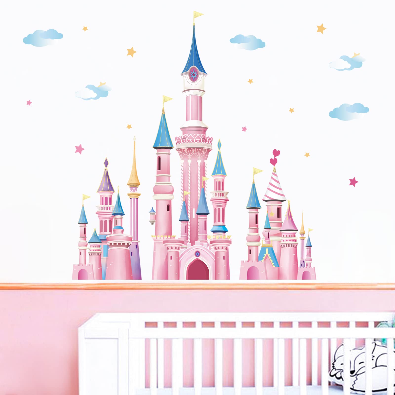 wondever Castle Wall Stickers Fairy Tale Peel and Stick Wall Art Decals for Girls Bedroom Living Room Baby Nursery