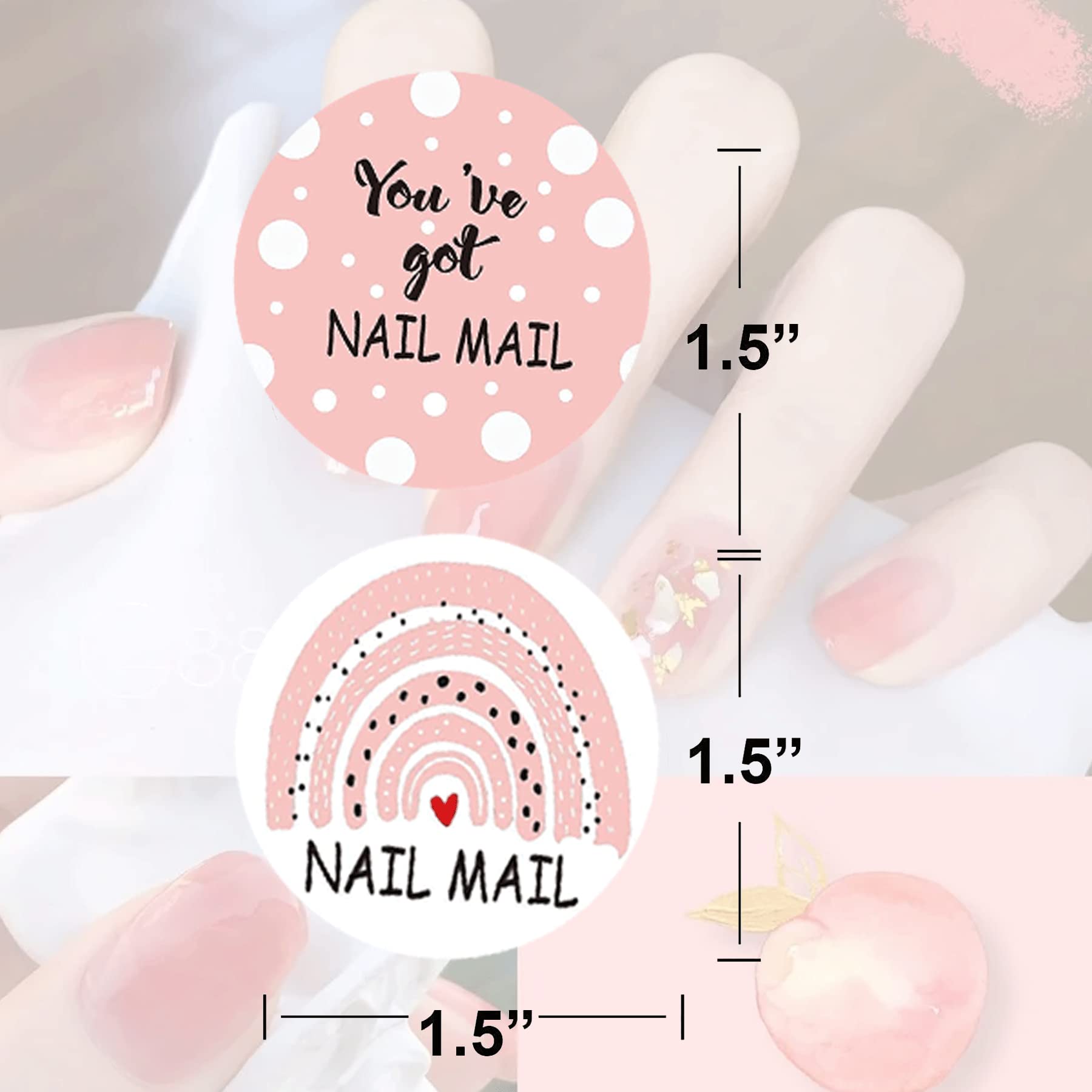 Pink Nail Mail Stickers 2 Inches Round Nail Mail Envelope Labels - 250 Pcs Nail Mail Labels Boho Rainbow Business Thank You Stickers for Color Street,Envelope Sticker,Shop Supplies,Packing Supplies