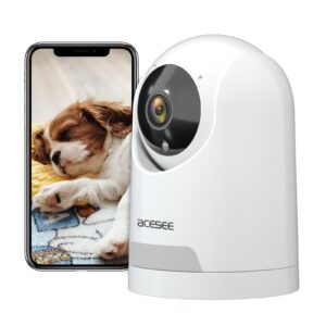 acesee 2mp indoor wireless camera baby monitor 2.4ghz wifi home security camera with 1080p night vision smart camera with 2-way audio siren pet camera with app cloud & sd card storage - white