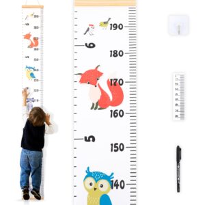 mulaibdin growth chart for kids, canvas height chart for kids room decor, removable animal wall ruler, portable height measurement ruler nursery decor for boys girls playroom decoration