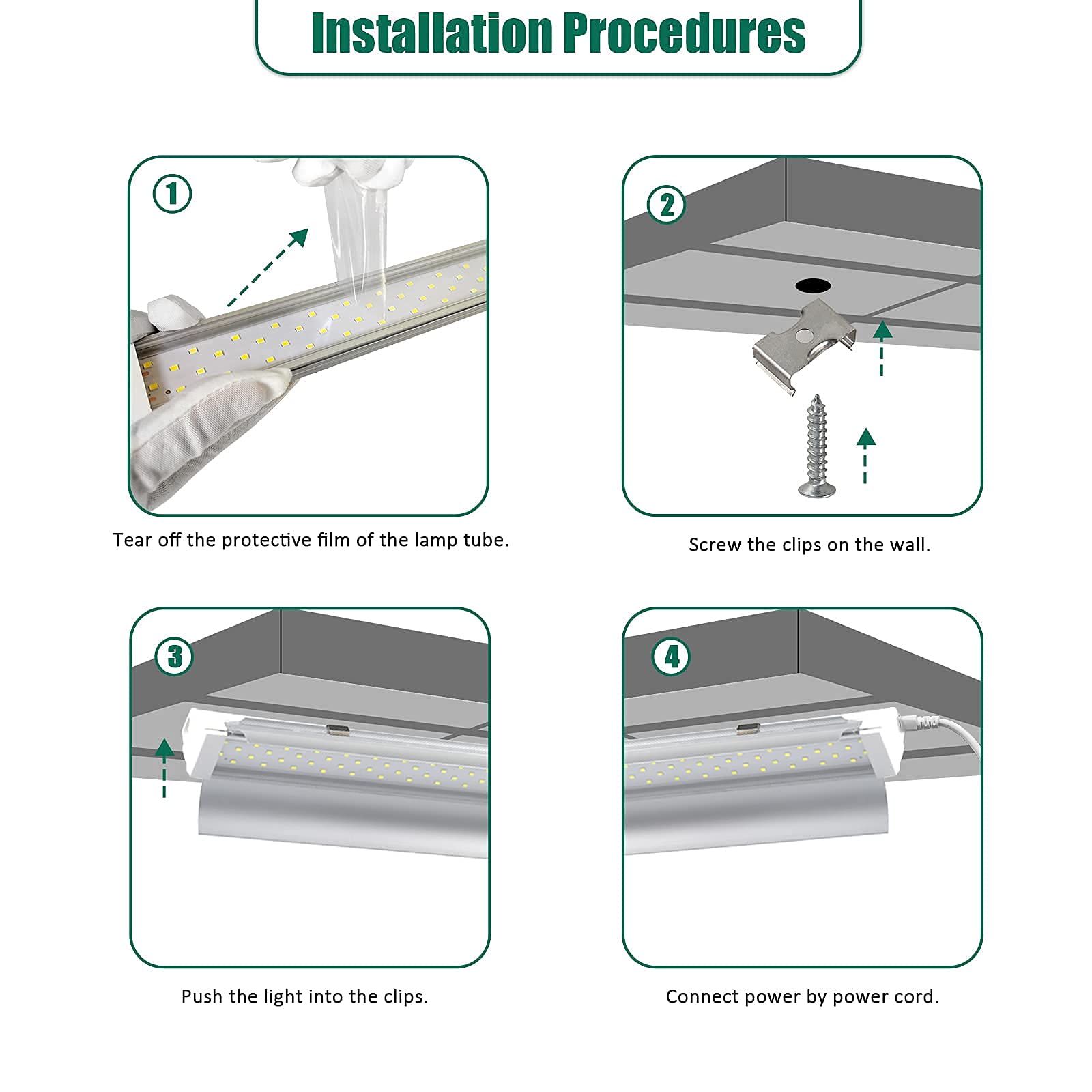 SZHLUX 4FT Led Shop Light for Garage, (50W x 4 Pack)5000K 7000LM Linkable Super Bright Led Garage Lights, Basement Warehouse Workshop Work Ceiling Panel Fluorescent Strip Daylight Bulbs Fixtures