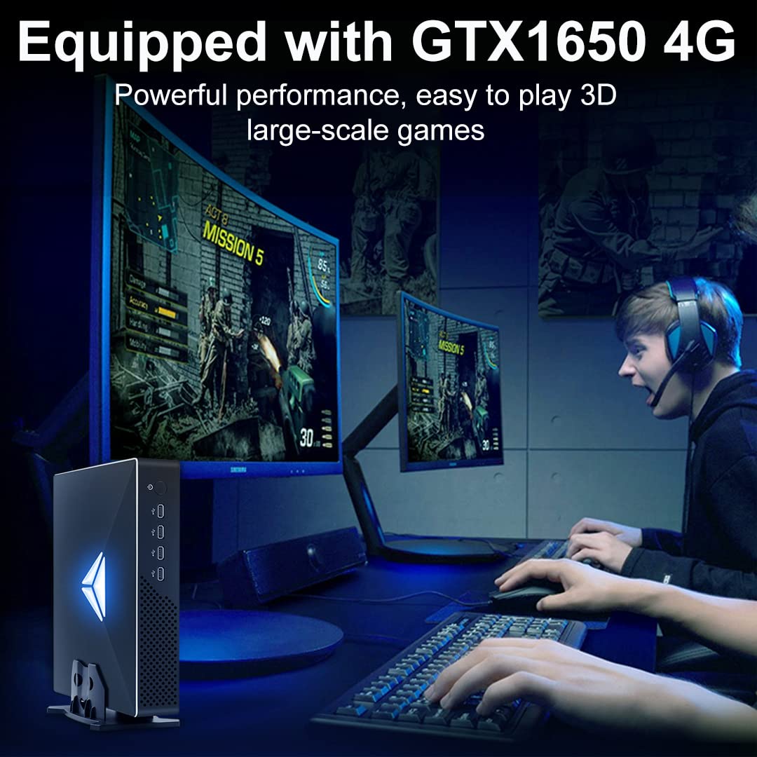 Mini Gaming PC, BOESIIPC Micro Desktop Computer Server with Xeon E3-1231 v3, 4G GTX1650, 16G RAM|512G SSD, Windows 11, Gigabit Network, 4K, Multi-Screen Display