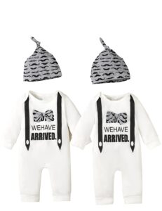 aslaylme baby boy matching outfit newborn boy twins bodysuit ladies we have arrived romper (white,0-3 months)