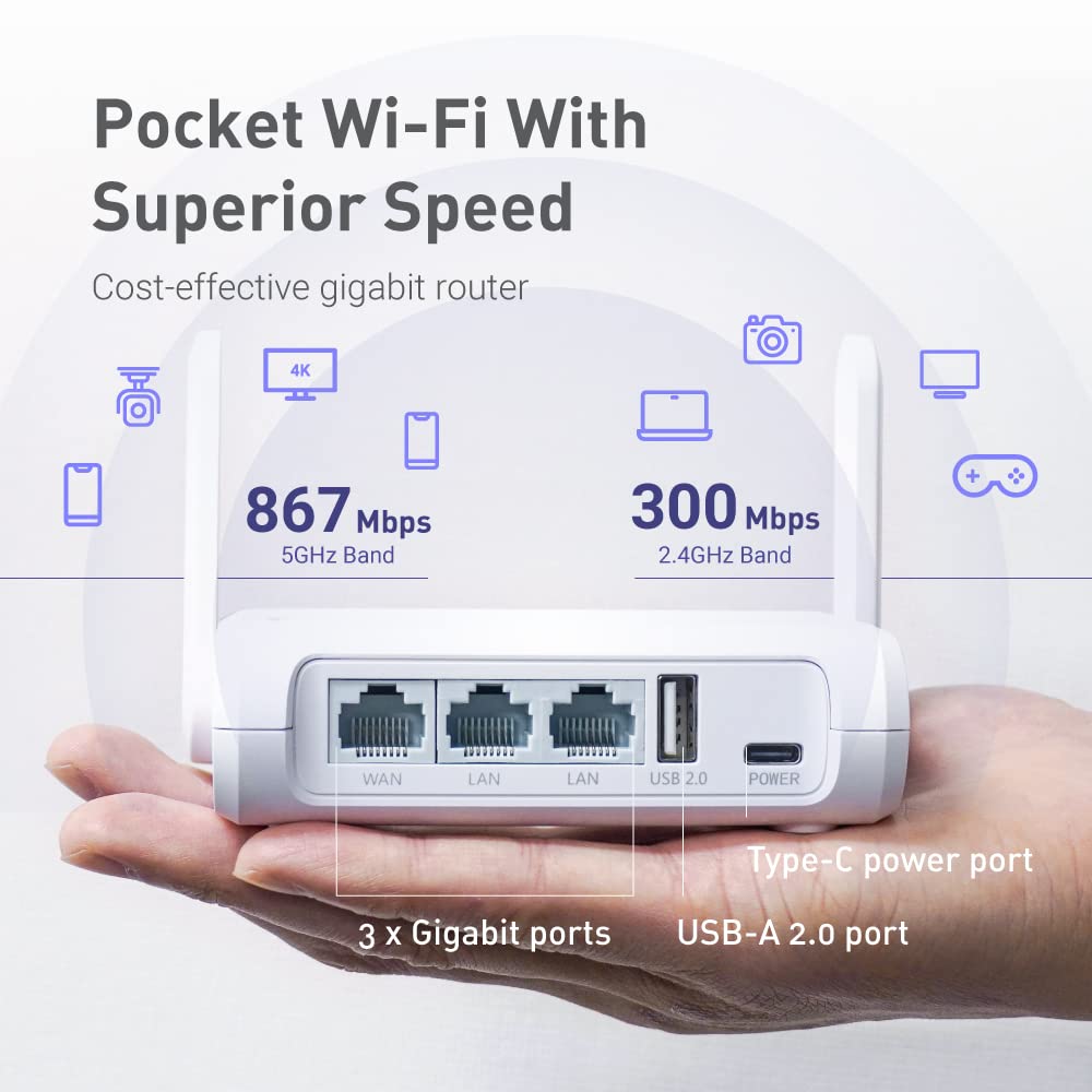 GL.iNet GL-SFT1200 (Opal) Secure Travel WiFi Router & GL.iNet GL-MT300N-V2(Mango) Portable Mini Travel Wireless Pocket VPN Router