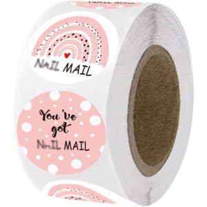 pink nail mail stickers 2 inches round nail mail envelope labels - 250 pcs nail mail labels boho rainbow business thank you stickers for color street,envelope sticker,shop supplies,packing supplies