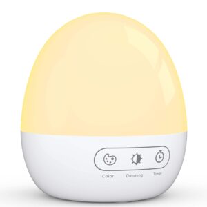 lyridz nursery night light for babies, led rechargeable bedside touch sensor lamp for kids breastfeeding, 2 colors dimmable egg night light, timer, 2500mah lithium battery