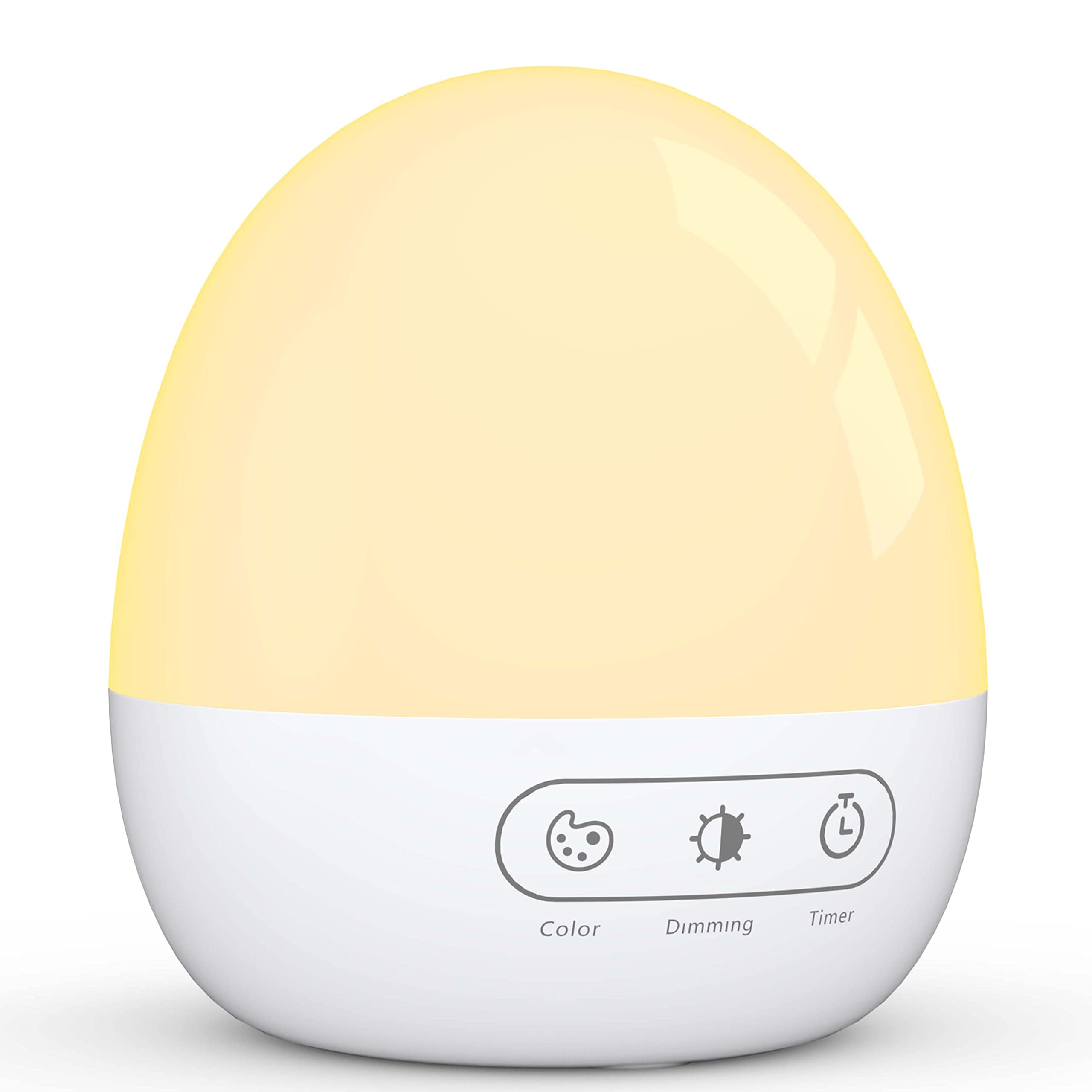 Lyridz Nursery Night Light for Babies, LED Rechargeable Bedside Touch Sensor Lamp for Kids Breastfeeding, 2 Colors Dimmable Egg Night Light, Timer, 2500mAh Lithium Battery