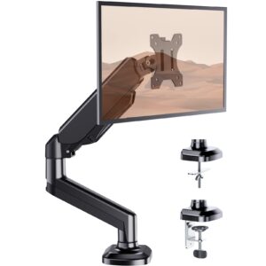 irongear single monitor arm, adjustable gas spring monitor desk stand, vesa mount with c clamp, grommet mounting base, fit for 13-32" computer displays, holds up to 17.6 lbs, swivel tilt rotation arm