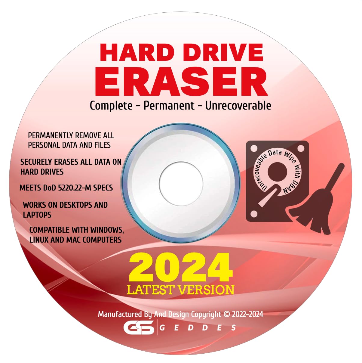 Disk Wiper Hard Drive Eraser CD DVD with DBan Nuke Hard Drive Data Wiping Software From Geddes Software for Windows, Linux & Mac 2024 Latest Version