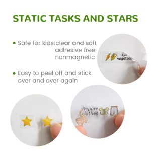 Magnetic Dry Erase Chore Chart for Two Kids, Reward Chart for Kids Behavior. Includes 52 Static Tasks, 126 Golden Stars and Dinosaur & Unicorn Magnetic Charts Each