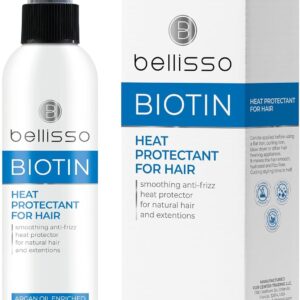 Biotin Heat Protection Hair Spray with Moroccan Argan Oil - Thermal Resistant Styling Products for Women - Frizzy, Black and Curly Hair - Anti Frizz, Leave In Conditioner - Flat Iron and Blow Dry