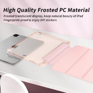 Kenke New iPad Pro 11 Inch Case 4th/3rd/2nd/1st Generation 2022/2021/2020/2018 Support 2nd Pencil Charge with Built-in Left Side Pencil Holder, Hard Frosted Back Cover & Colored Edge (Pink)