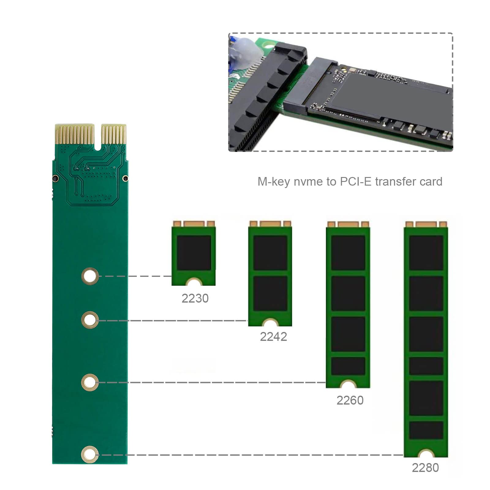 Create idea 2pcs M.2 NVME SSD to PCIEX1 Adapter M Key Interface Card Test Card for XP941 SM951 PM951 960 EVO SSD Support 2230/2242/2260/2280 Solid State Drive