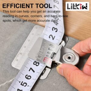 LitKiwi 1PCS Double Scale Measuring Tape Clip,304 Stainless Steel Measuring Tool,Accurately Position Measure Tool,Fixed Point Measurement,Corners Clamp Precision Marking Tool